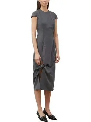 Remain Birger Christensen Knot-detail Midi Dress - Grey