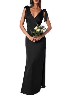 Coast Satin Tie Shoulder Maxi Dress - Black