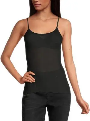 OSCALITO Pure Silk Spaghetti Strap Camisole Black