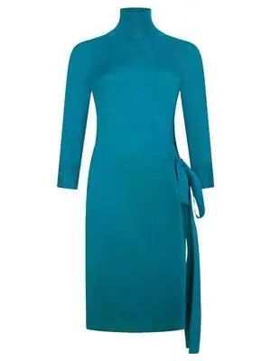 Malo Turtleneck Tie Dress - Blue