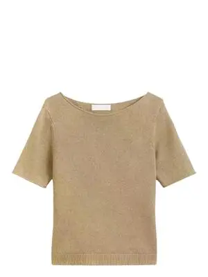 Marc O'polo Boat-neck Knitted T-shirt - Neutrals