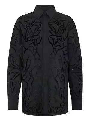 Valentino Garavani Floral Cut-out Shirt Jacket - Black