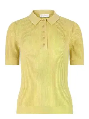 Nina Ricci Ribbed Knit Polo Shirt - Yellow