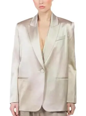 THE SEI Oversized Silk Blazer - Neutrals