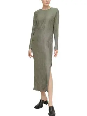 SAMSOE SAMSOE Textured Long-sleeve Midi Dress - Green