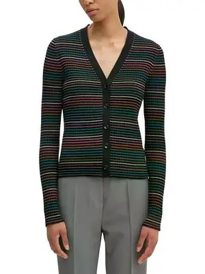 Paul Smith Striped Buttoned Cardigan - Black