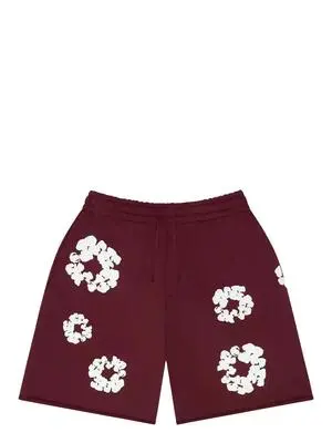 DENIM TEARS Wreath-print Track Shorts - Red
