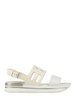 Hogan Ankle Strap Flatform Sandals - White