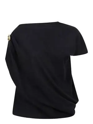 Fabiana Filippi Draped Appliqué Knit Top - Blue