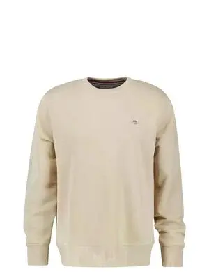 Gant Crew Neck Sweatshirt With Embroidered Logo - Neutrals