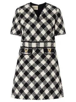 Valentino Garavani Checked Tweed Mini Dress - Black