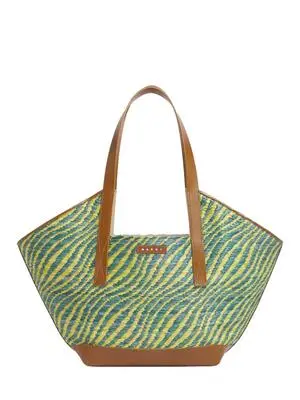 Marni Raffia-effect Tote Bag - Blue