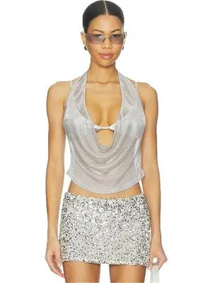 TIGER MIST Makena Halterneck Top - Silver