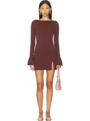 MORE TO COME Misty Knit Pleated Dress - Brown