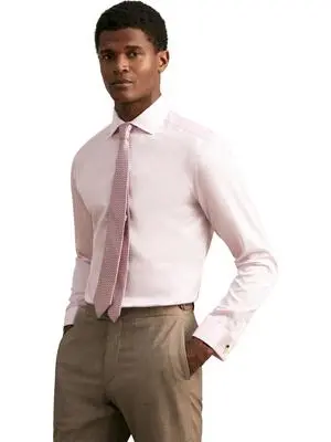 REISS Double Remote Slim Fit Regular-fit Cotton-satin Stripe Shirt - Pink