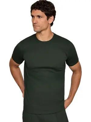 REISS Bradley Premium Interlock Crew-neck T-shirt - Dark Sage Green