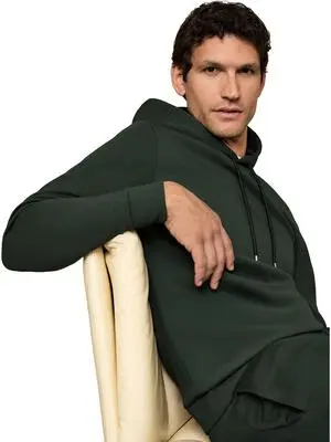 REISS Premium Interlock-jersey Hoodie - Dark Sage Green