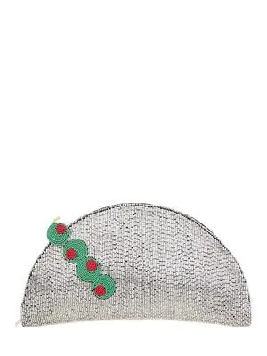 SIMONMILLER Beaded Lune Clutch - Silver & Olive