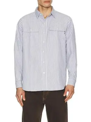 METALWOOD STUDIO Seersucker Fishing Shirt In Blue - Sky