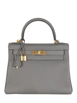 Hermès Etain Clemence Retourne Kelly 28 Ghw - Gray