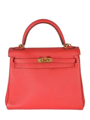 Hermès Geranium Togo Retourne Kelly 25 Ghw - Red