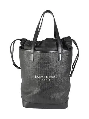 Saint Laurent Linen Canvas Teddy Shopping Bag - Black