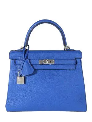 Hermès Bleu Royal Togo Kelly Retourne 25 PHW Blue