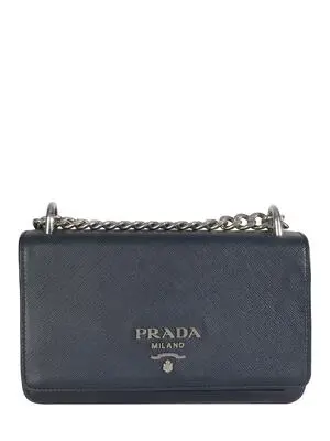Prada Saffiano Chain Shoulder Bag - Blue