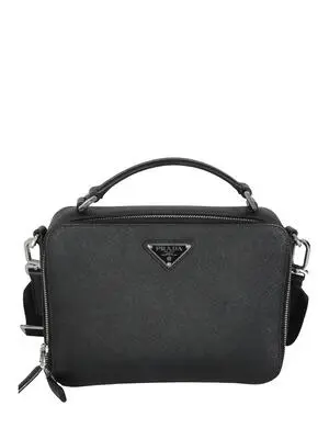 Prada Saffiano Brique Crossbody Bag - Black