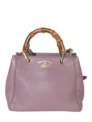 Gucci Pebbled Calfskin Bamboo Shopper - Purple
