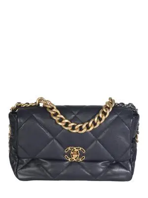 CHANEL Navy Quilted Lambskin 19 Flap Bag