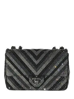 Chanel Strass Cc Chevron Flap Bag - Black