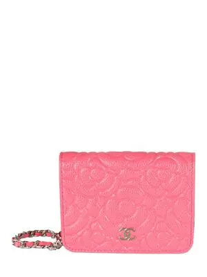 CHANEL Caviar Camellia Embossed Chain Belt Bag