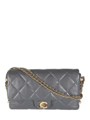 Chanel Quilted Lambskin Crush On Chains Flap Bag - Gray
