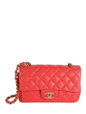 CHANEL Coral Quilted Lambskin Mini Rectangular Classic Flap Bag