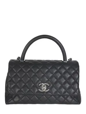 CHANEL Chanel Quilted Caviar Coco Top Handle Bag