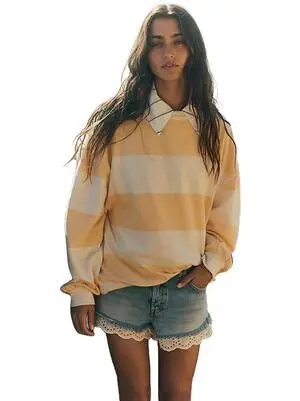 Free People Striped Crewneck Apricot Combo