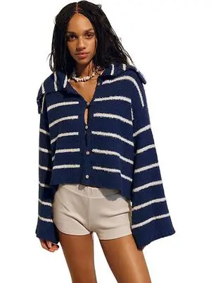 Free People Cozette Sweater Cardigan - Sugar Sea Combo