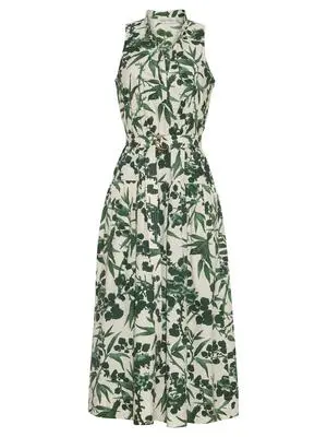 Cara Cara Atlas Sleeveless Midi Shirtdress - Colette Toile Green
