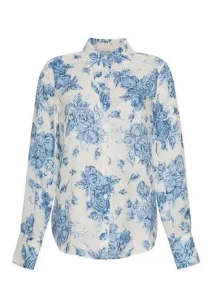 Cara Cara Printed Button-down Shirt - Tossed Floral Blue