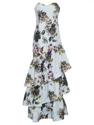 Cara Cara Willa Strapless Tiered Maxi Dress - Margaux Bloom Blue