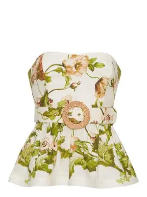 Cara Cara Tilda Strapless Peplum Top - Lockwood Flora Egret