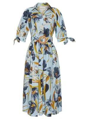 Cara Cara Caro Printed Midi Dress - Marais Bloom Blue