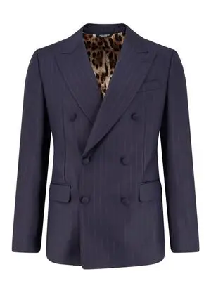Dolce & Gabbana Sicilia Virgin Wool Blazer With Pinstripe Motif - Blue