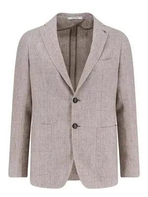Tagliatore Singlebreasted Linen And Virgin Wool Blazer - Beige