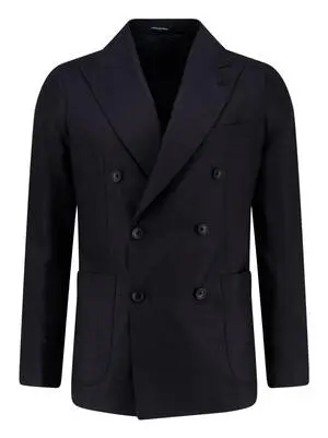 Tagliatore Virgin Wool, Silk And Linen Blazer - Blue