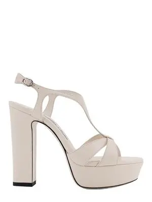 JIMMY CHOO Kesia Leather Sandals - White