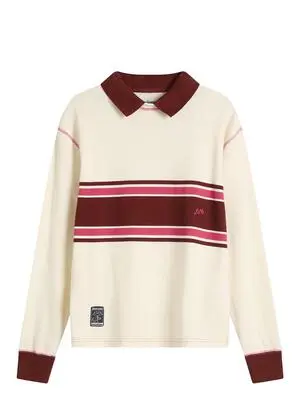 DAMSON MADDER Olina Placement Stripe Rugby Shirt - Ecru
