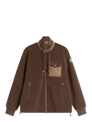 Moncler Teddy Fleece Zip-up Jacket - Brown