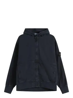 Stone Island Panama Cotton Hooded Jacket - Navy Blue